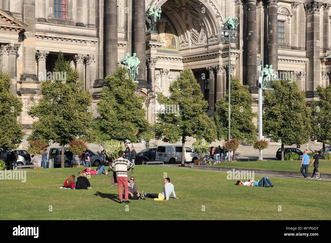 BERLIN, GERMANY - AUGUST 27, 2014: People visit the Cathedral (Berliner ...