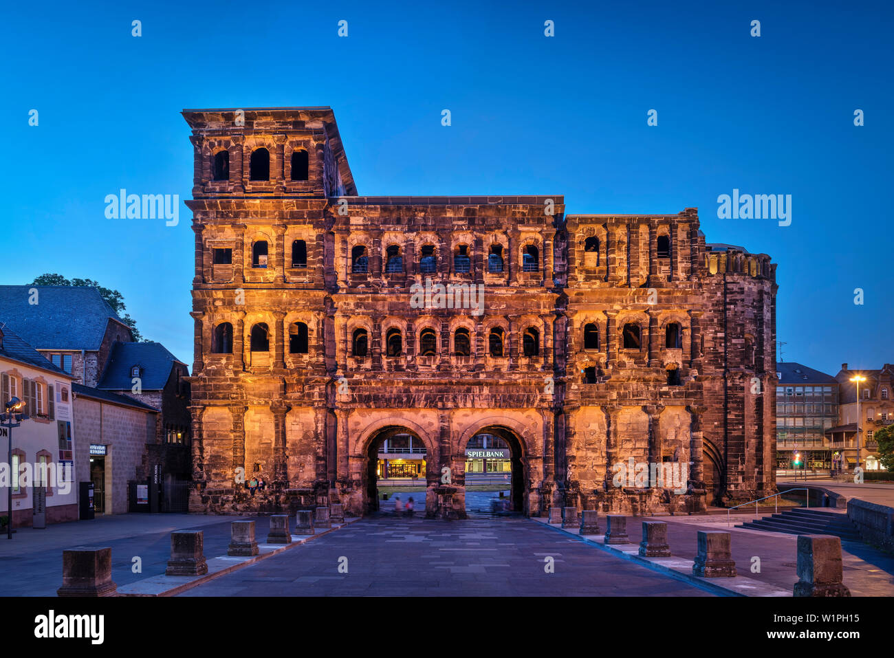 UNESCO World Heritage Trier, Porta Nigra at night, Trier, Rhineland ...