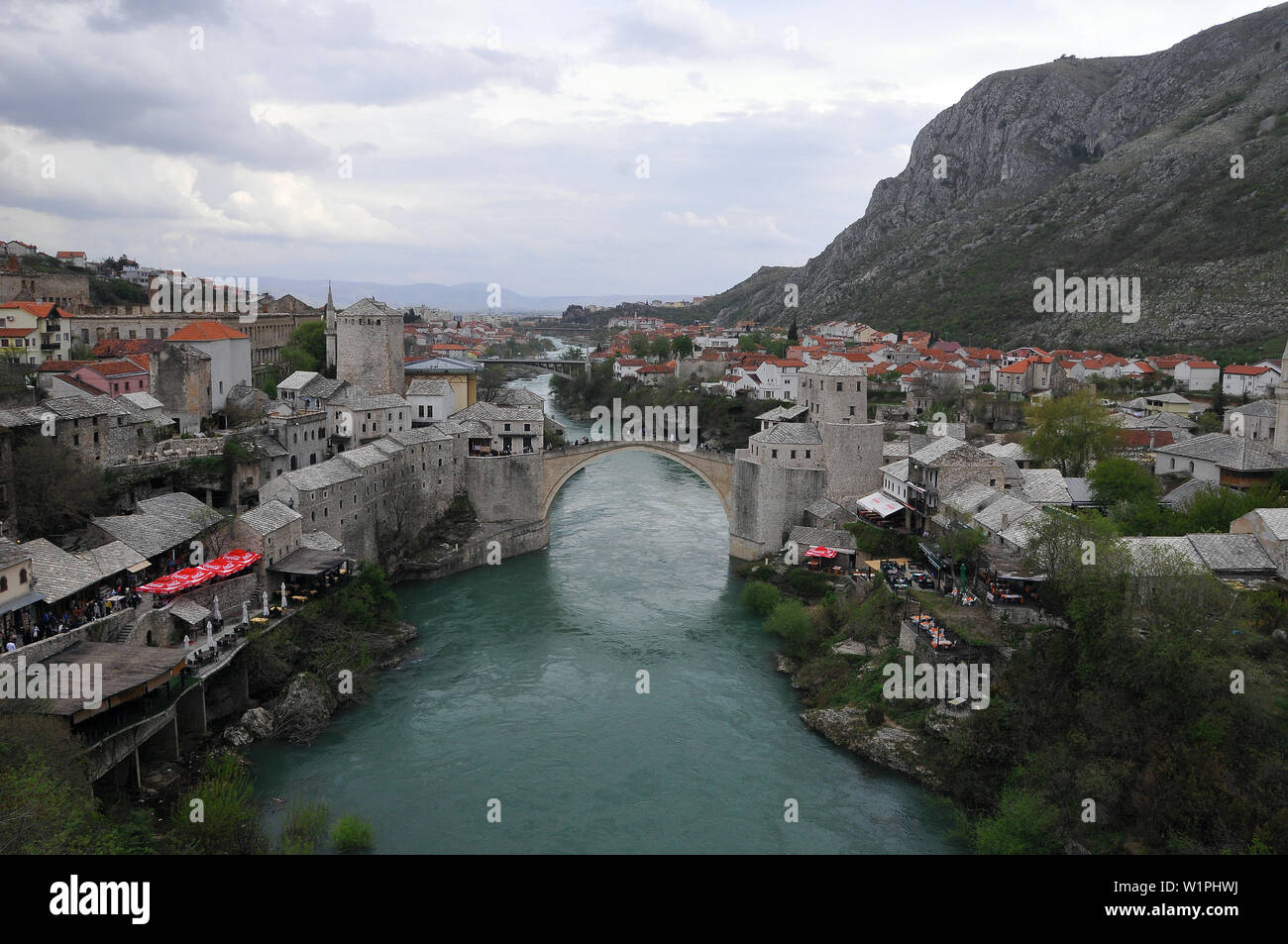 The Old Bridge in the heart of the Old City, Mostar, Bosnia and ...
