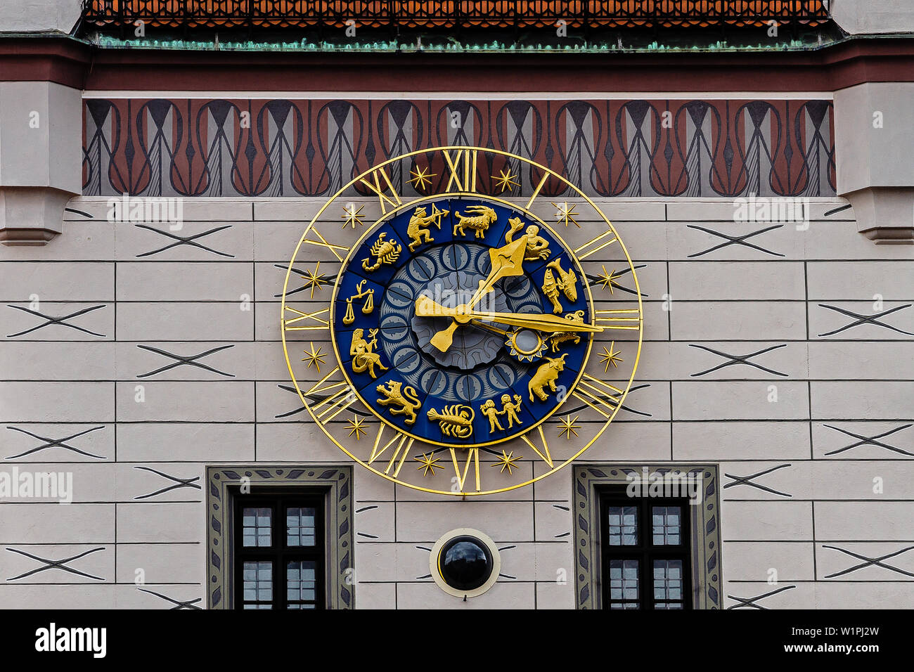 Germany. Munich. Marienplatz. The clock on the Old town Hall Stock ...