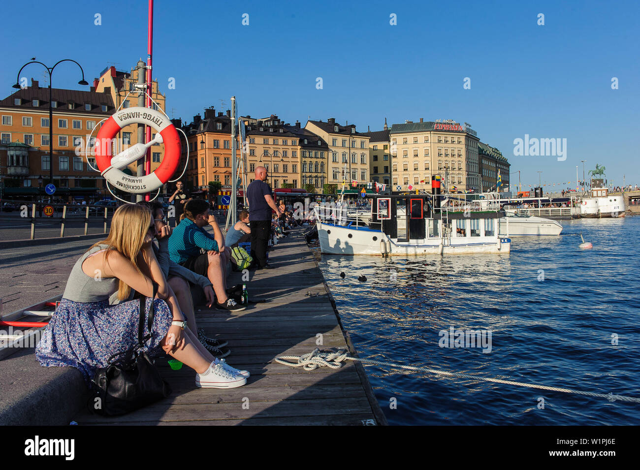 View of Old Town Gamla Stan near Slussen Plan, Stockholm, Sweden Stock ...