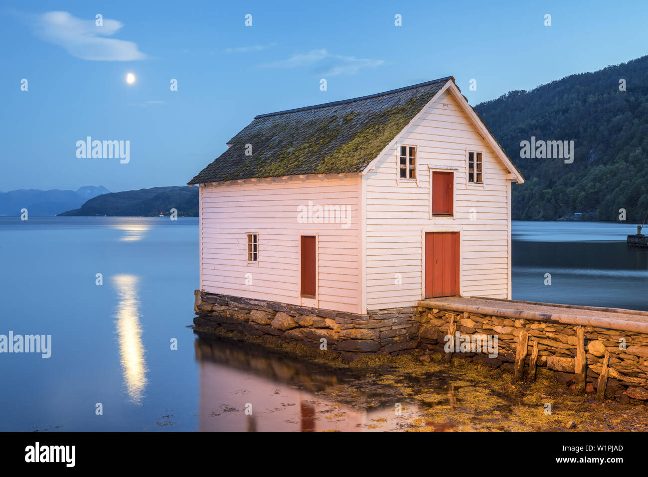 Boat hut in Mundheim by the fjord Hardanger, Hordaland, Fjord norway ...