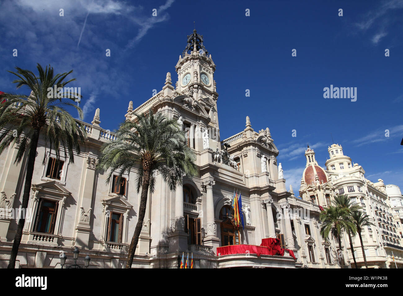Valencia, Spain. Old architecture - famous city hall Stock Photo - Alamy