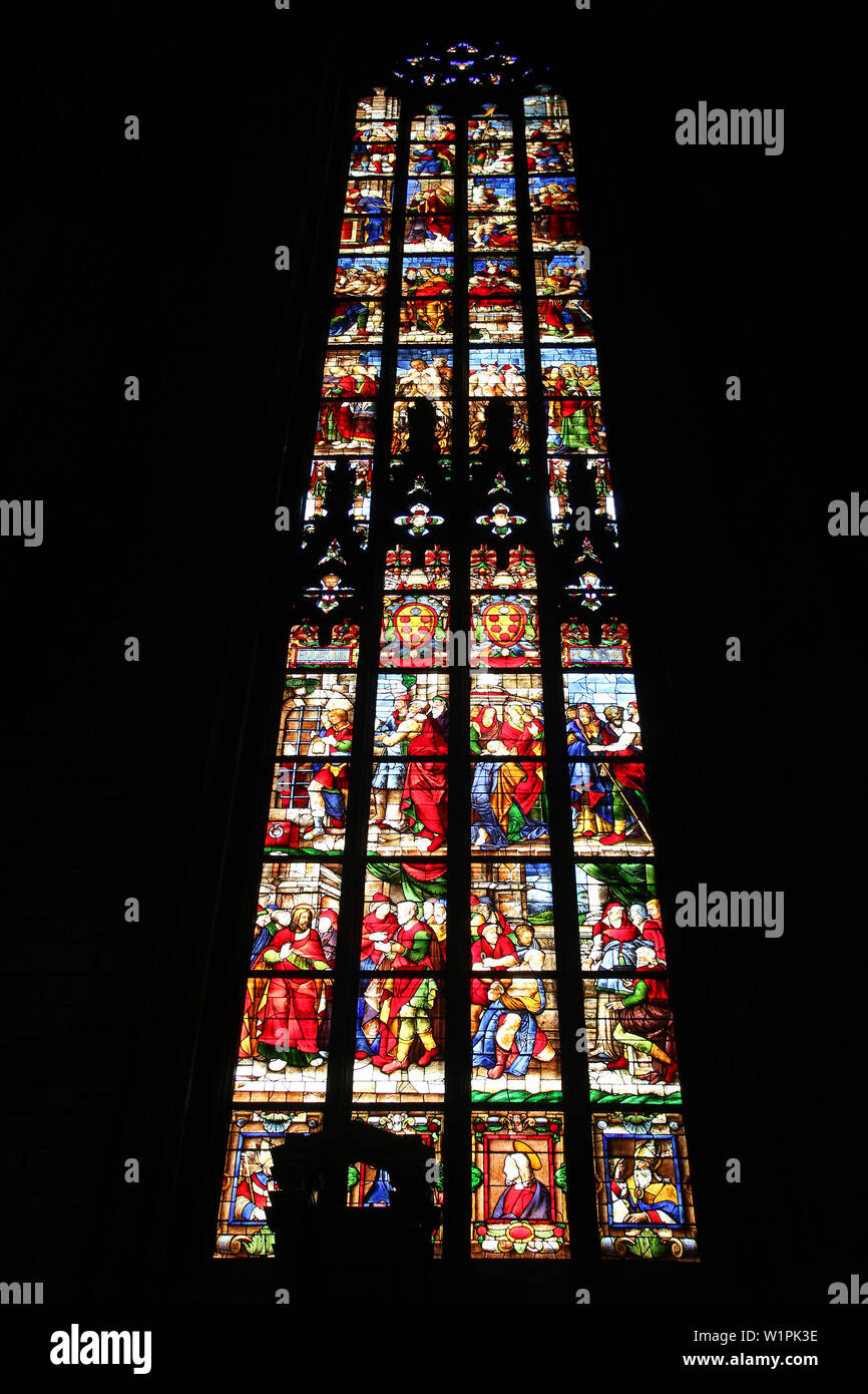 Milan cathedral - biblical stories on stained glass in famous landmark ...