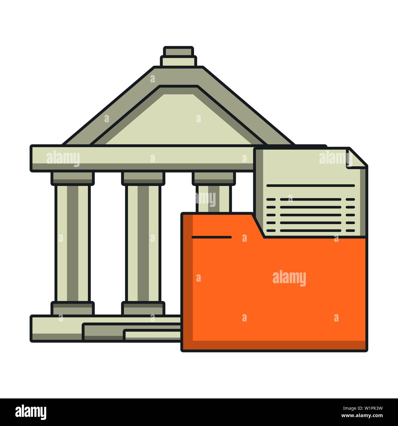 Bank building and folder document symbol Stock Vector Image & Art - Alamy
