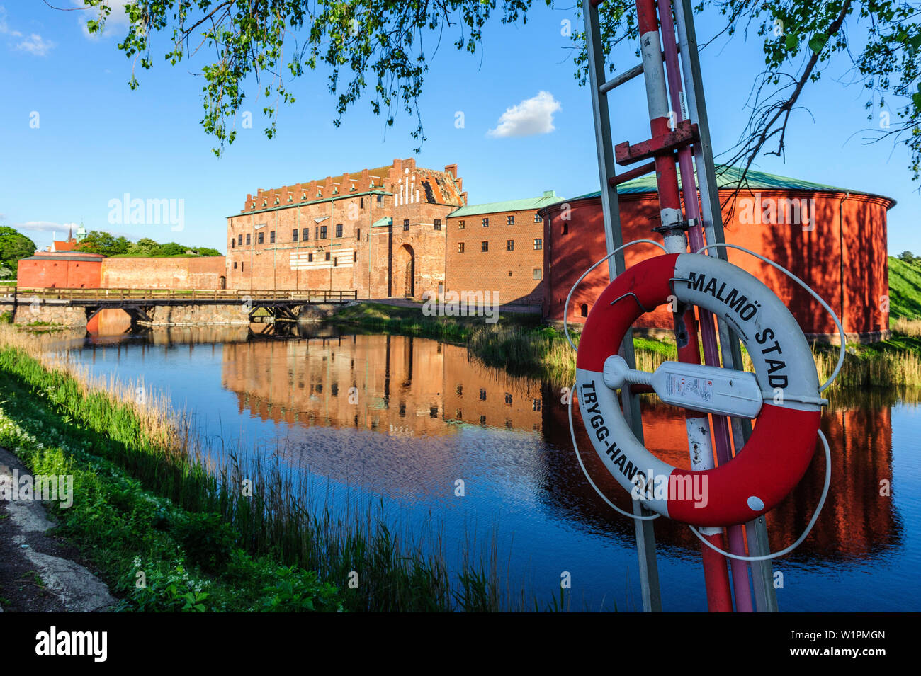 Red fortress Malmoehus with moat, Malmo, Southern Sweden, Sweden Stock ...