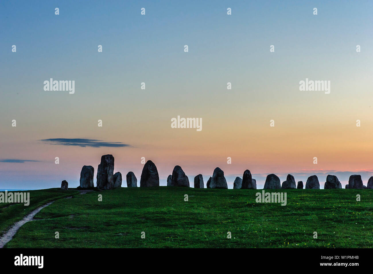 Ship setting Ales Stenar near Ystad, Skane, Southern Sweden, Sweden ...