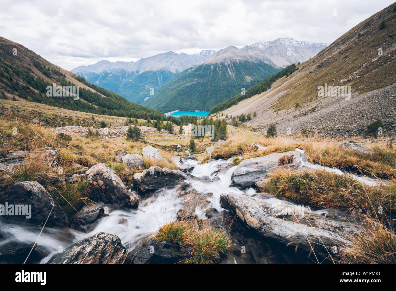 Creek flows into Vernagt reservoir, E5, Alpenüberquerung, 6th stage ...