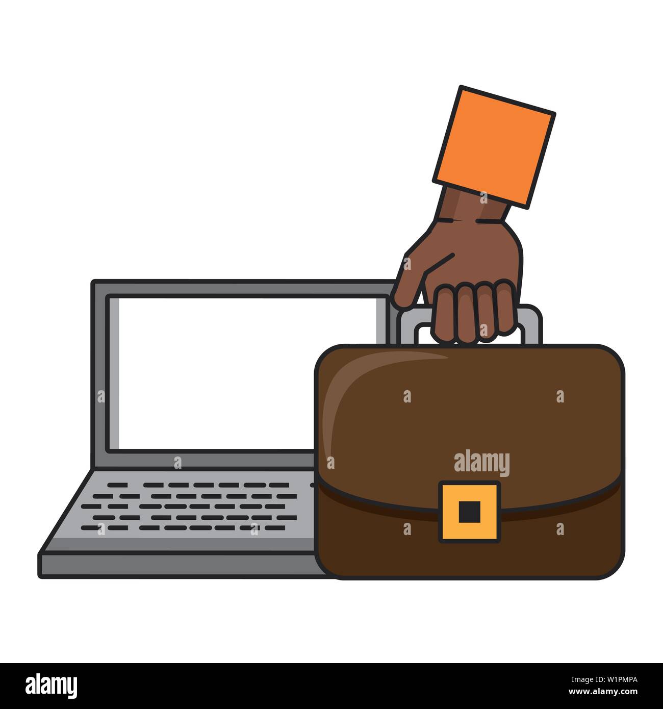 Laptop and hand with briefcase symbols Stock Vector Image & Art - Alamy