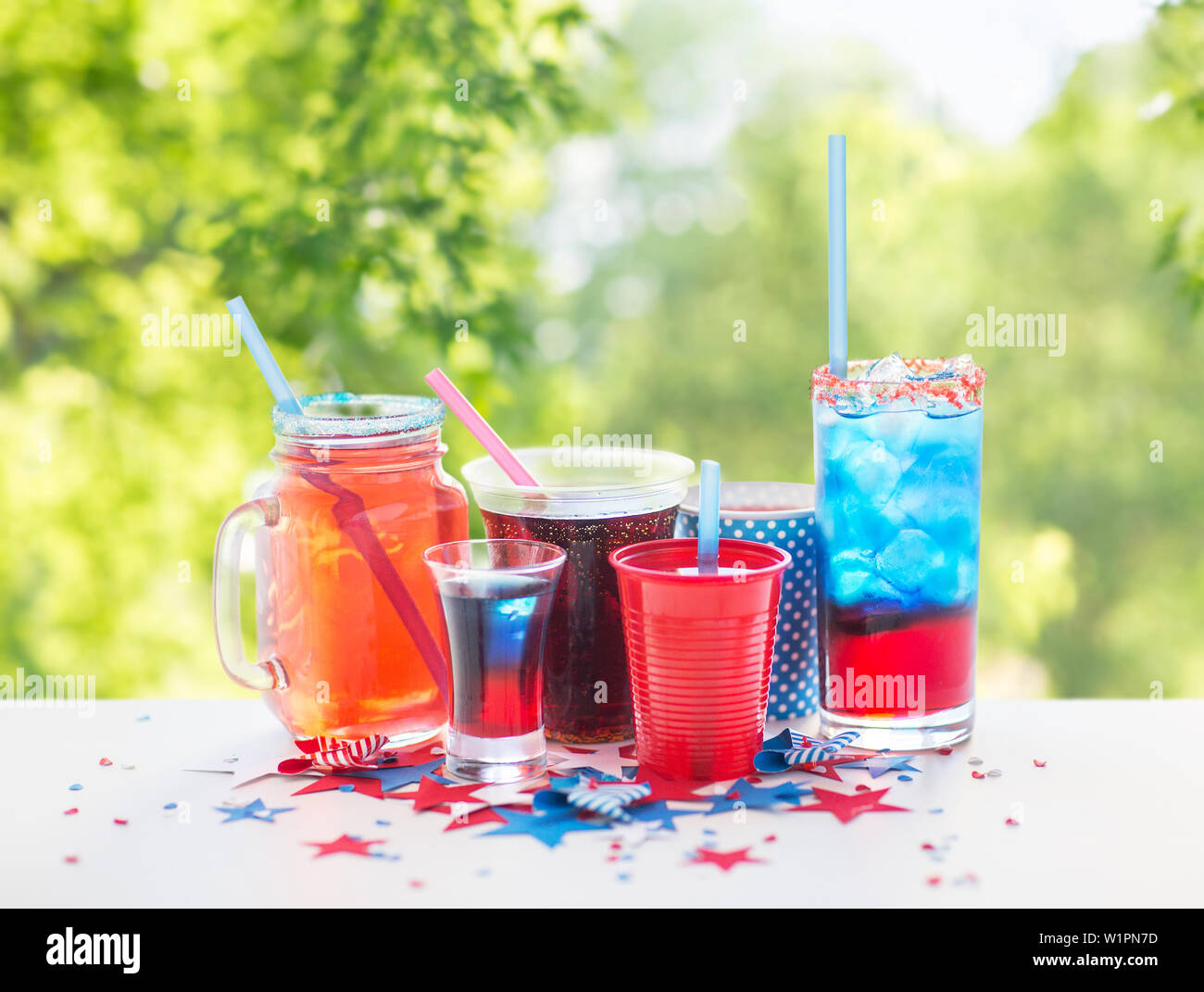 drinks on american independence day party Stock Photo - Alamy