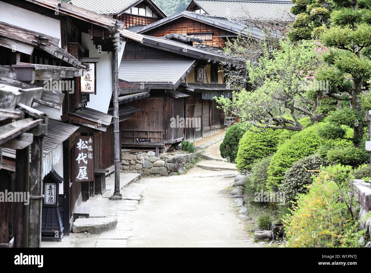 TSUMAGO, JAPAN - MAY 2, 2012: Old town of Tsumago. Tsumago-juku was a ...