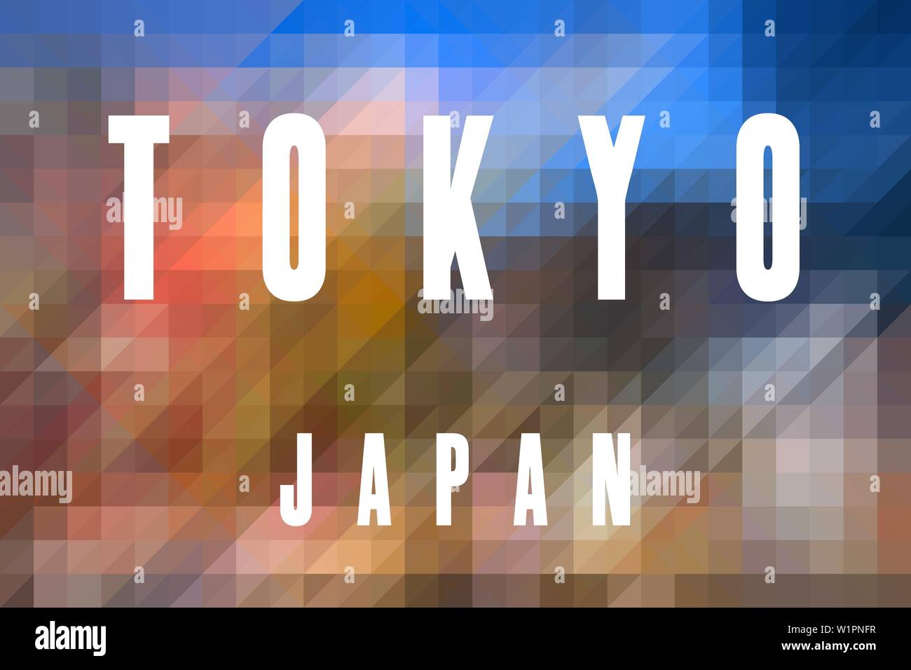 Tokyo, Japan - typography white sign with triangle pixel background ...