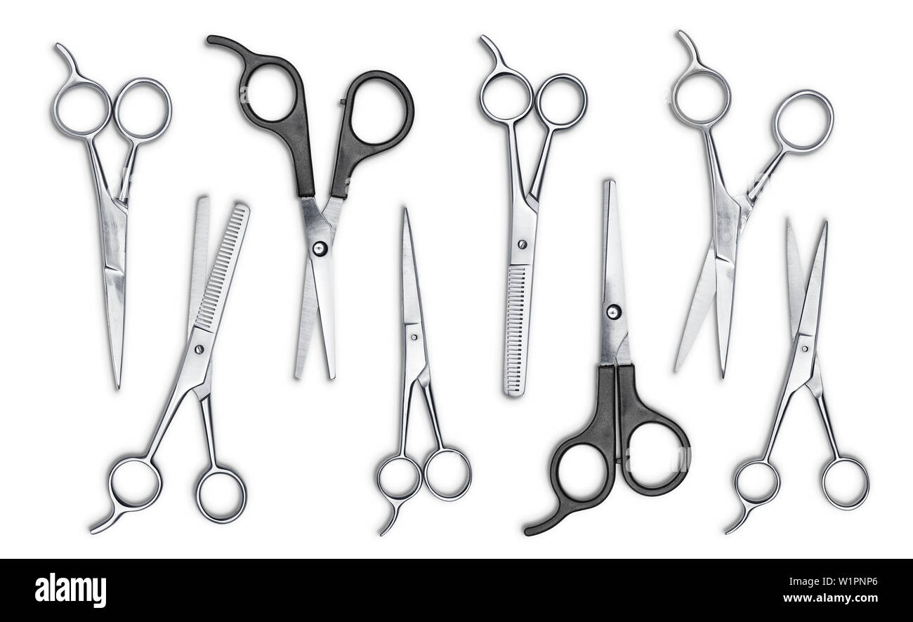 Collection of scissors isolated on white background Stock Photo - Alamy