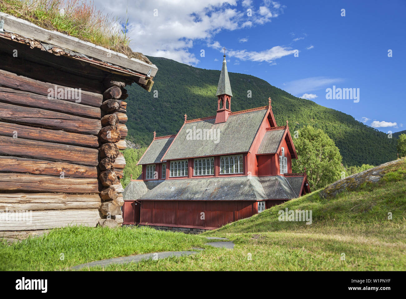 New wodden church in Borgund, Sogn og Fjordane, Fjord norway, Southern ...