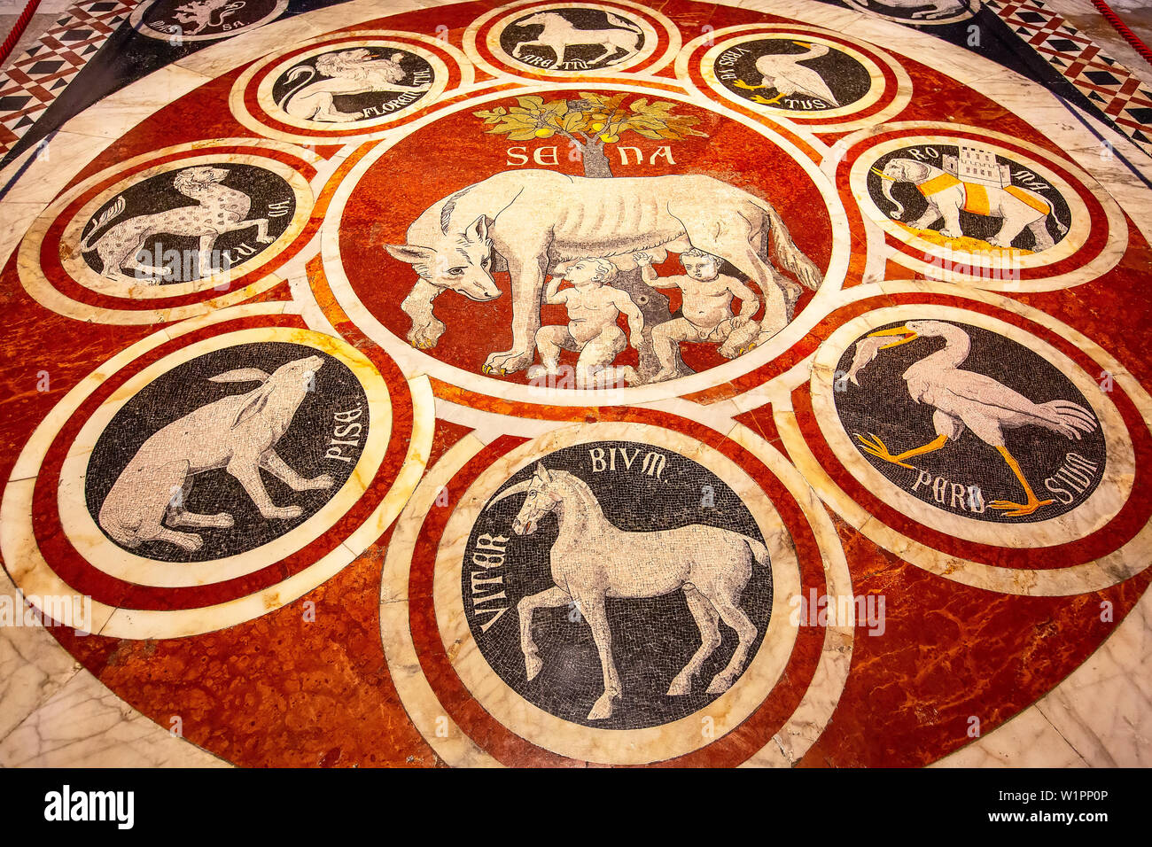 Siena Italy - October 25, 2018: Roman wolf with Romulus and Remus ...