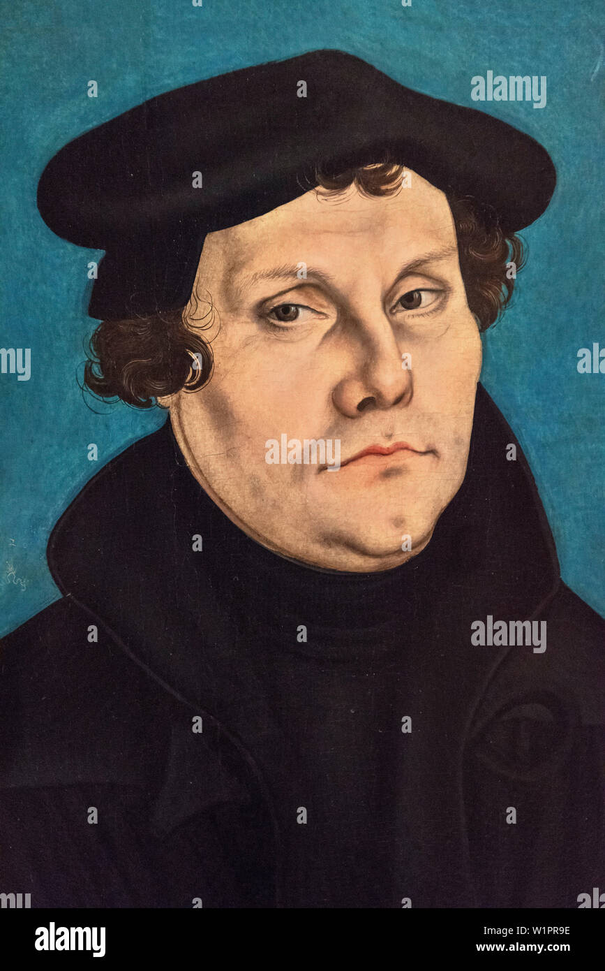 portrait of reformer Martin Luther, exhibition at Coburg castle, Upper ...