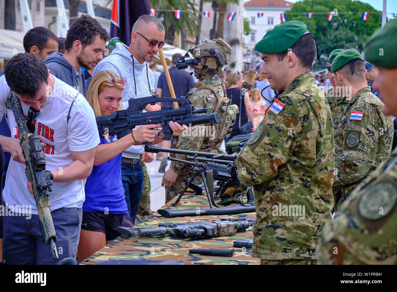 Split, Croatia - April 27, 2019. Croatian military exhibition. Young ...