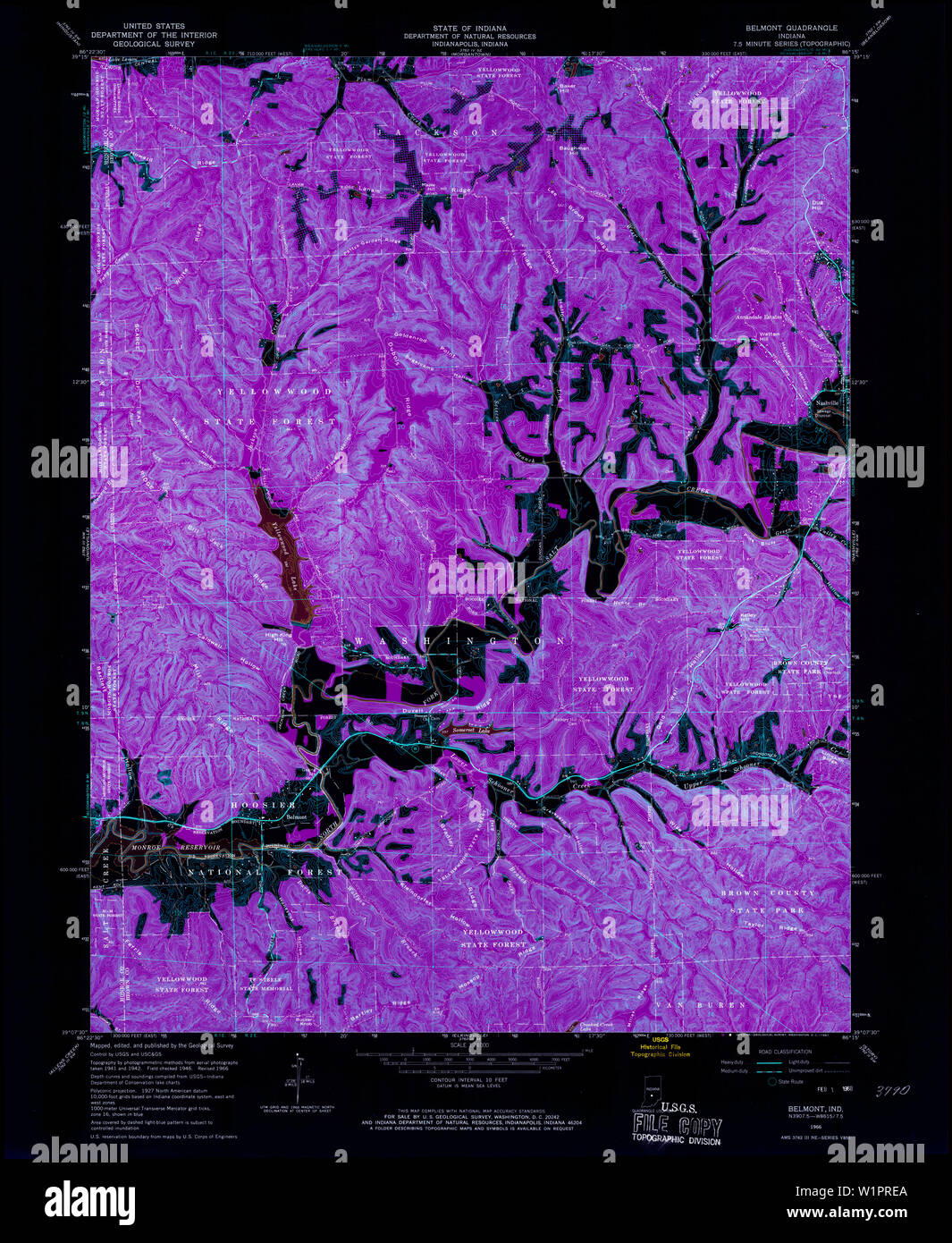 USGS TOPO Map Indiana IN Belmont 159568 1966 24000 Inverted Restoration ...