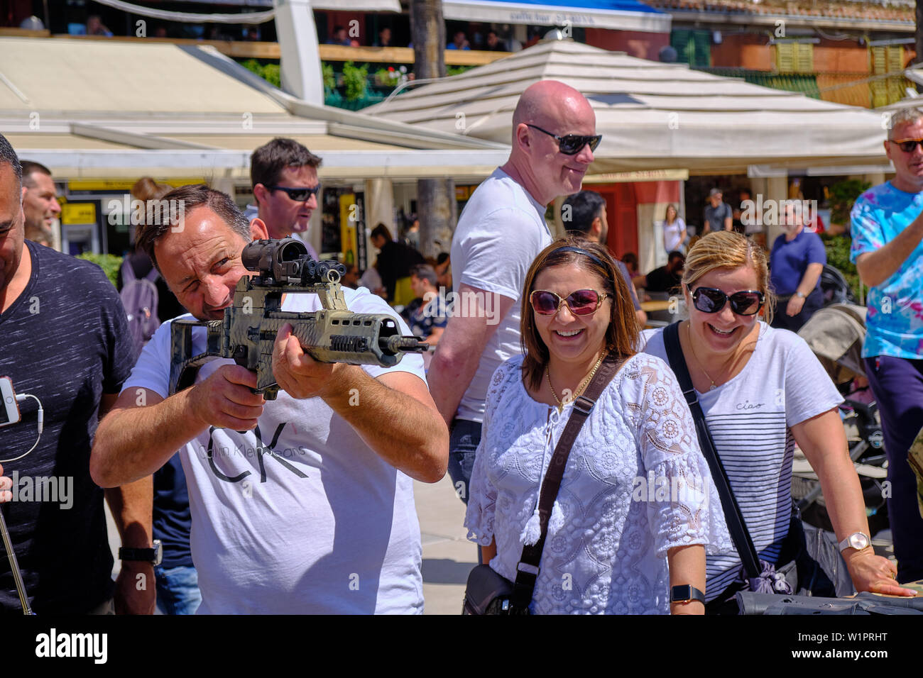 Split, Croatia - April 27, 2019. Croatian military exhibition. Man ...