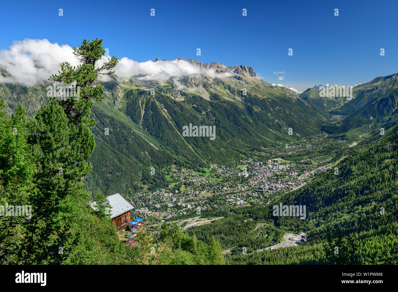 Chalet Les Pyramides is above Chamonix valley, pyramid, Mont Blanc ...