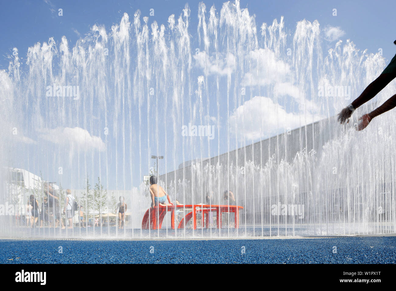 Fountain, Pasing Arcaden shopping mall, Pasing, Munich, Upper Bavaria ...