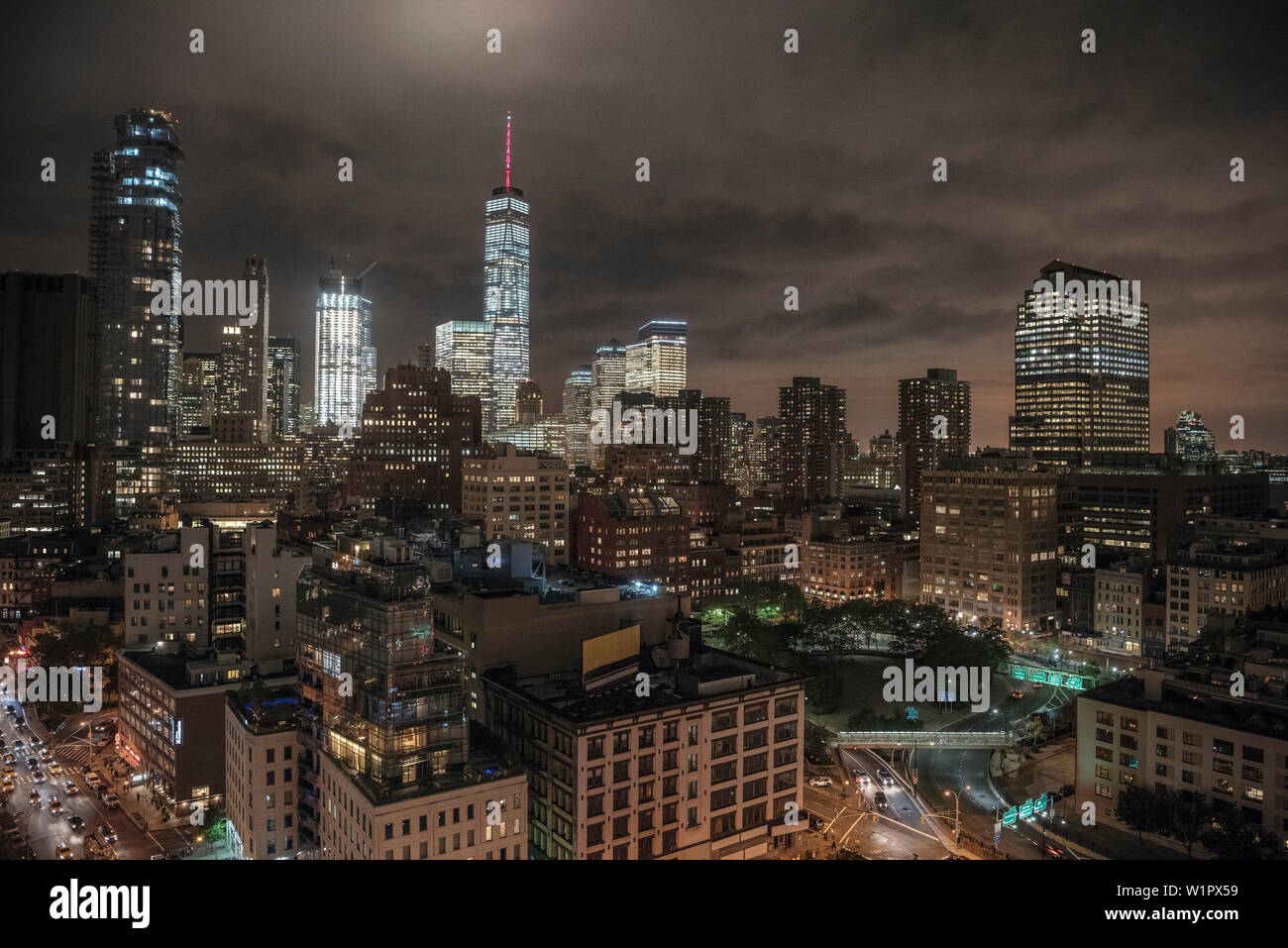 view from rooftop Bar over midnight Manhattan, NYC, New York City ...