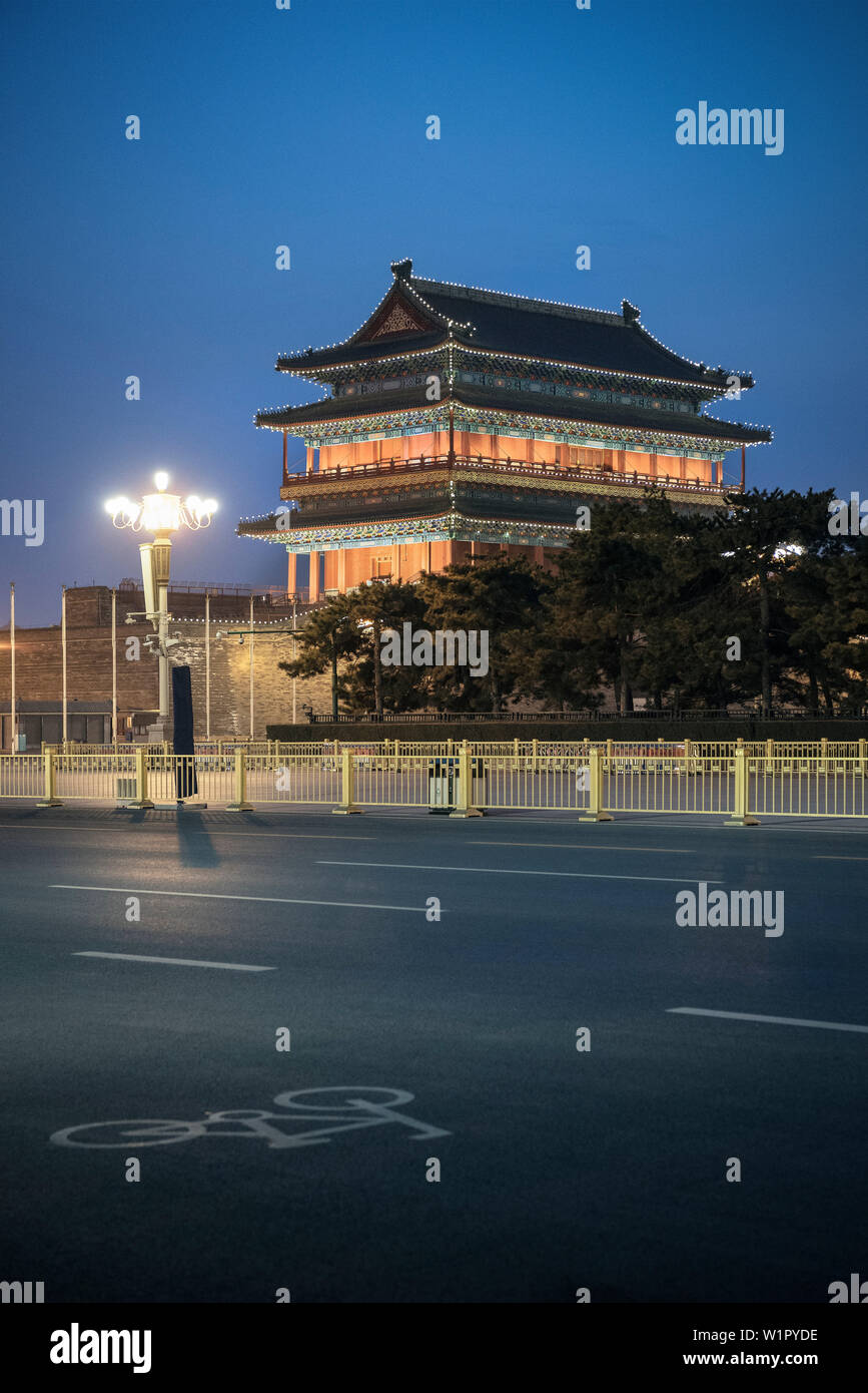 Zhengyang Gate at night, Tiananmen Square, Beijing, China, Asia Stock ...