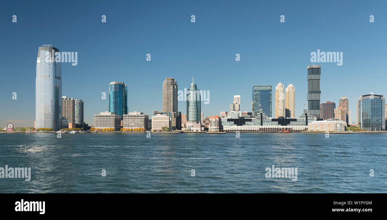 High-rise buildings at Paul Hook, Hudson River, New Jersey City, New ...