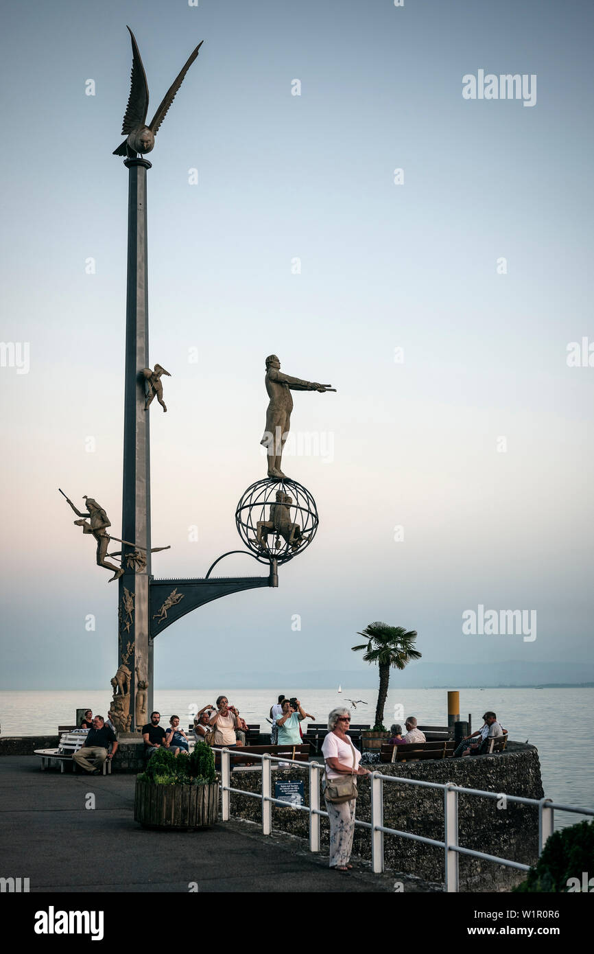 magic column of Peter Lenk (artist), Meersburg, Lake Constance, Baden ...
