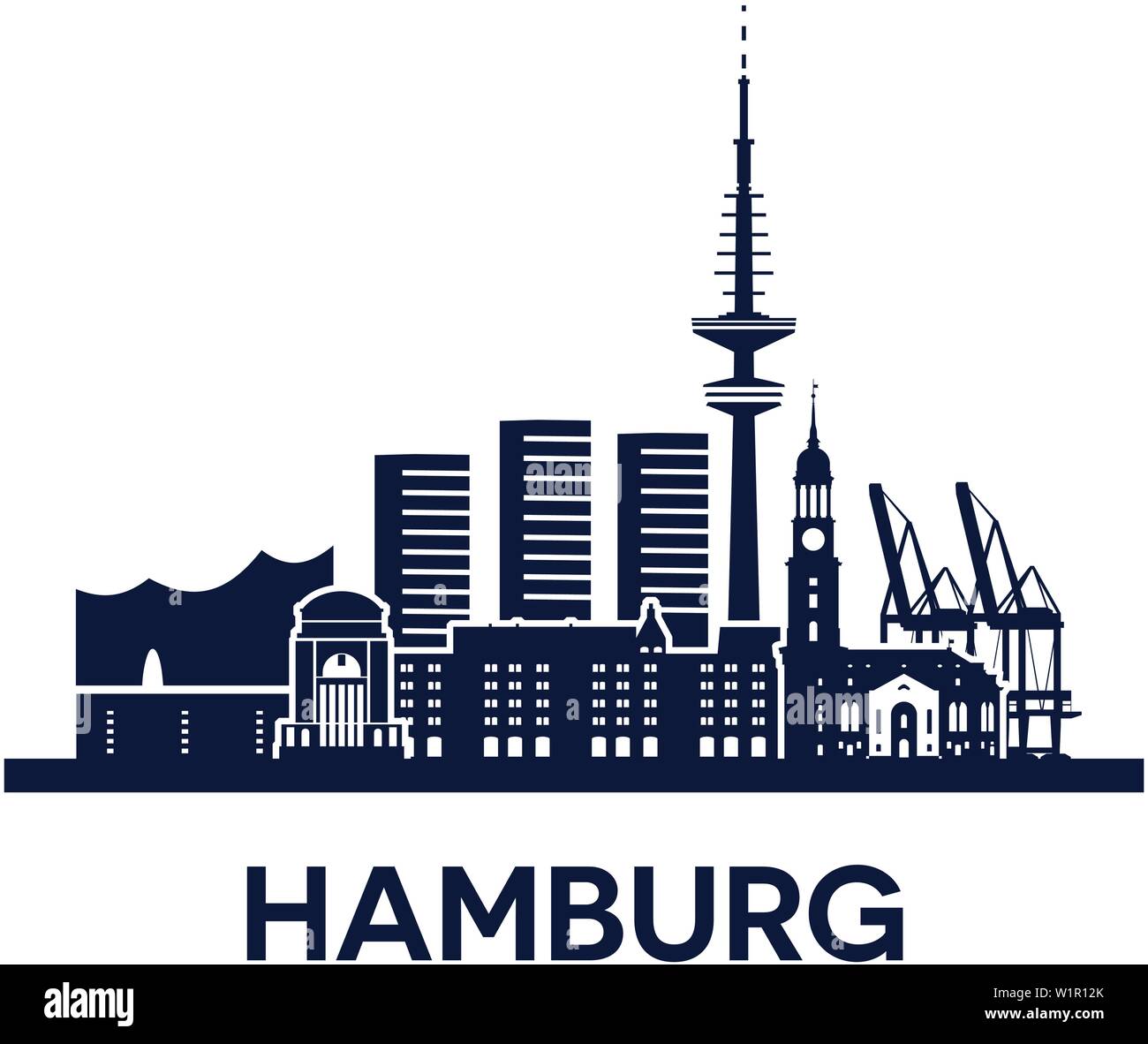 Abstract skyline of city Hamburg in Germany, detailed version, vector illustration Stock Vector ...