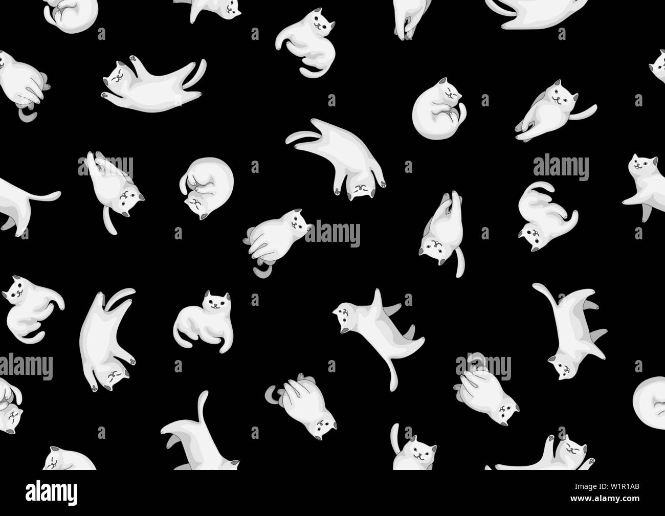 Seamless pattern with cartoon white cats Stock Vector Image & Art - Alamy