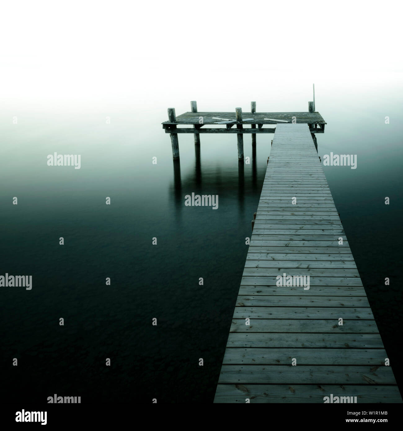 jetty into the light, lake Ammersee, Bavaria, Germany Stock Photo - Alamy