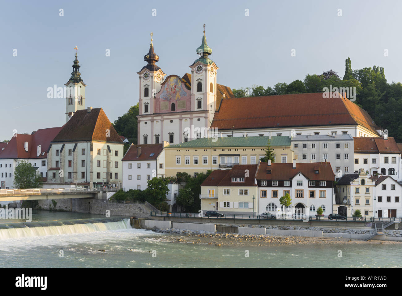 Michaelerkirche, river Steyr, Steyr, Upper Austria, Austria Stock Photo ...