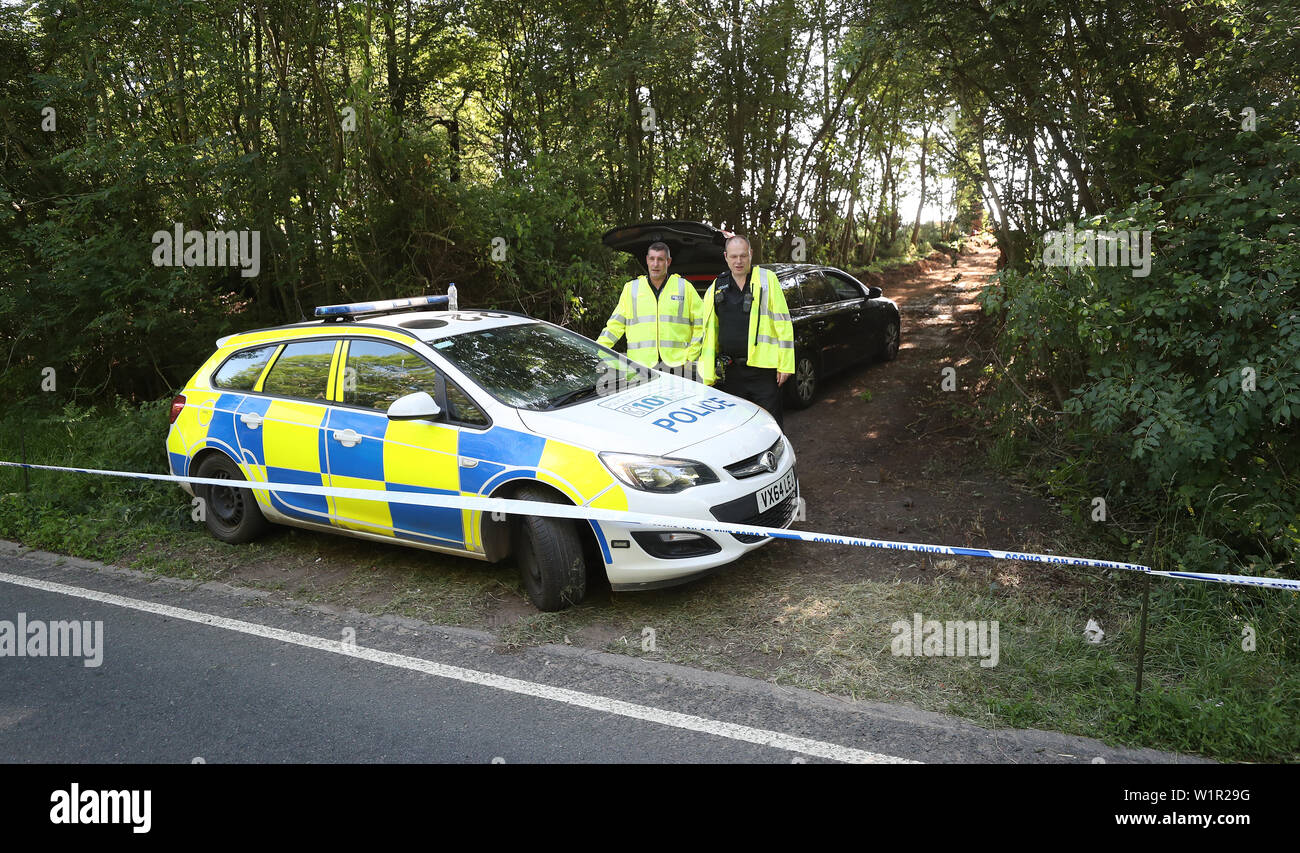 Police guard the scene on the B4084 between Drakes Broughton and ...