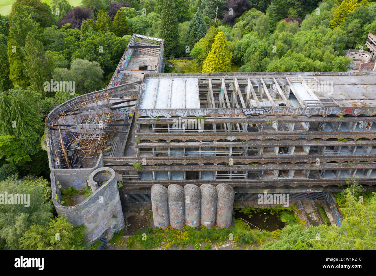 Elevated view of ruined building of former St Peter's Seminary in ...
