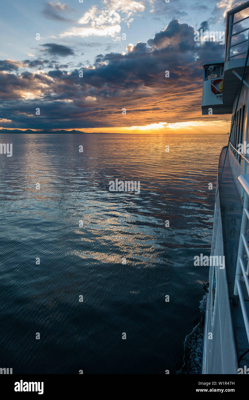 sunset on the inside passage near the city of Bellingham, Washington ...