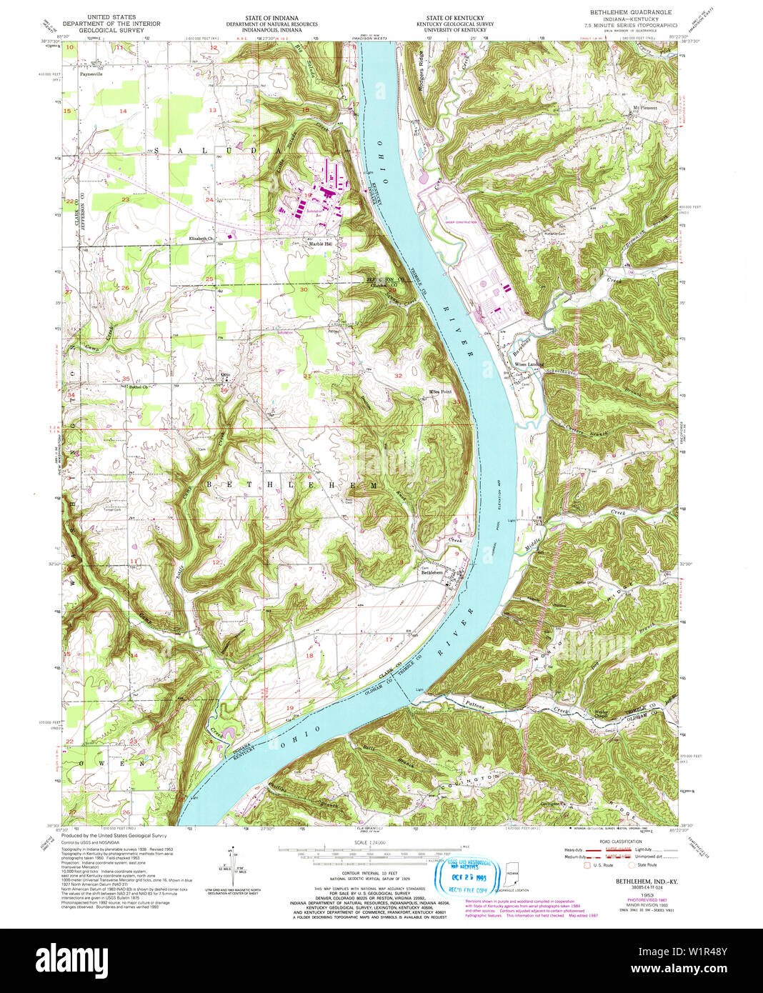 USGS TOPO Map Indiana IN Bethlehem 156687 1953 24000 Restoration Stock ...