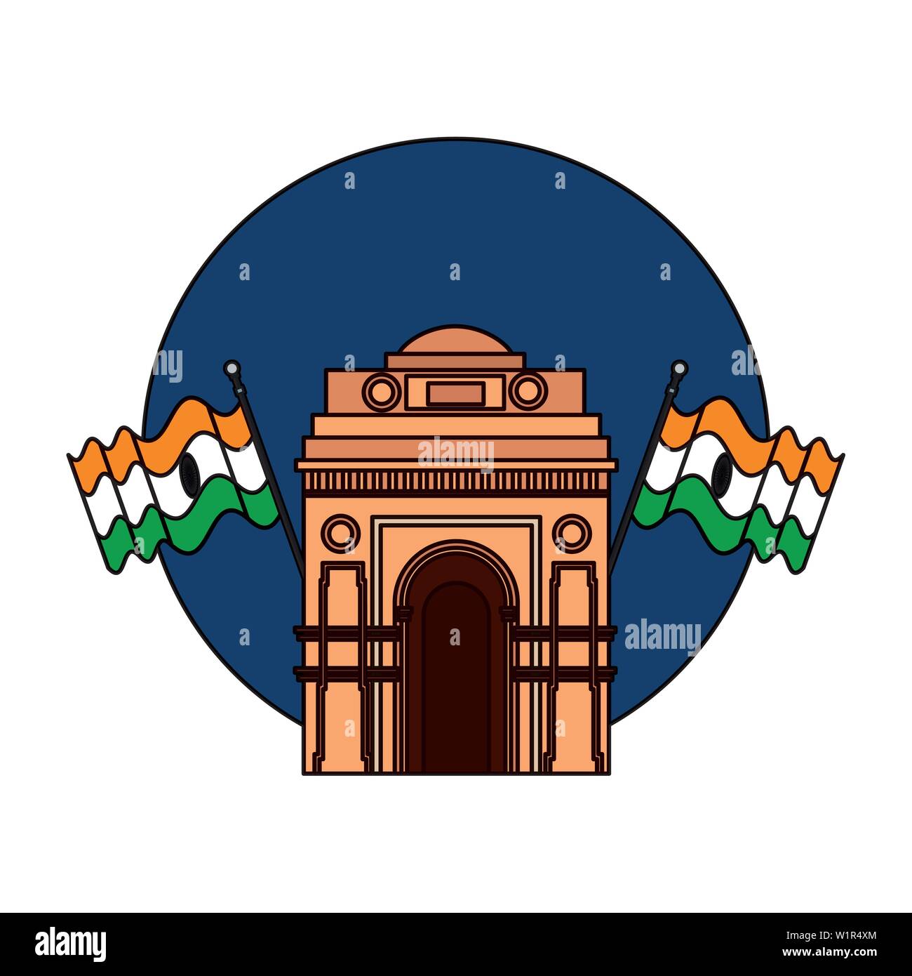 indian gate arch monument with flags Stock Vector Image & Art - Alamy