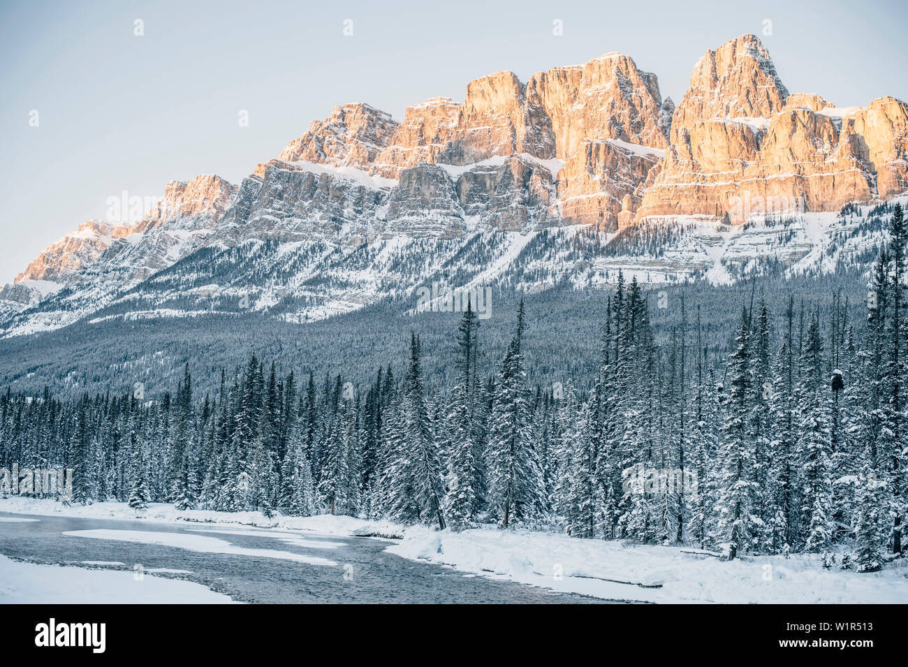 Riverside at Bow River, castle junction, Banff Town, Bow Valley, Banff ...
