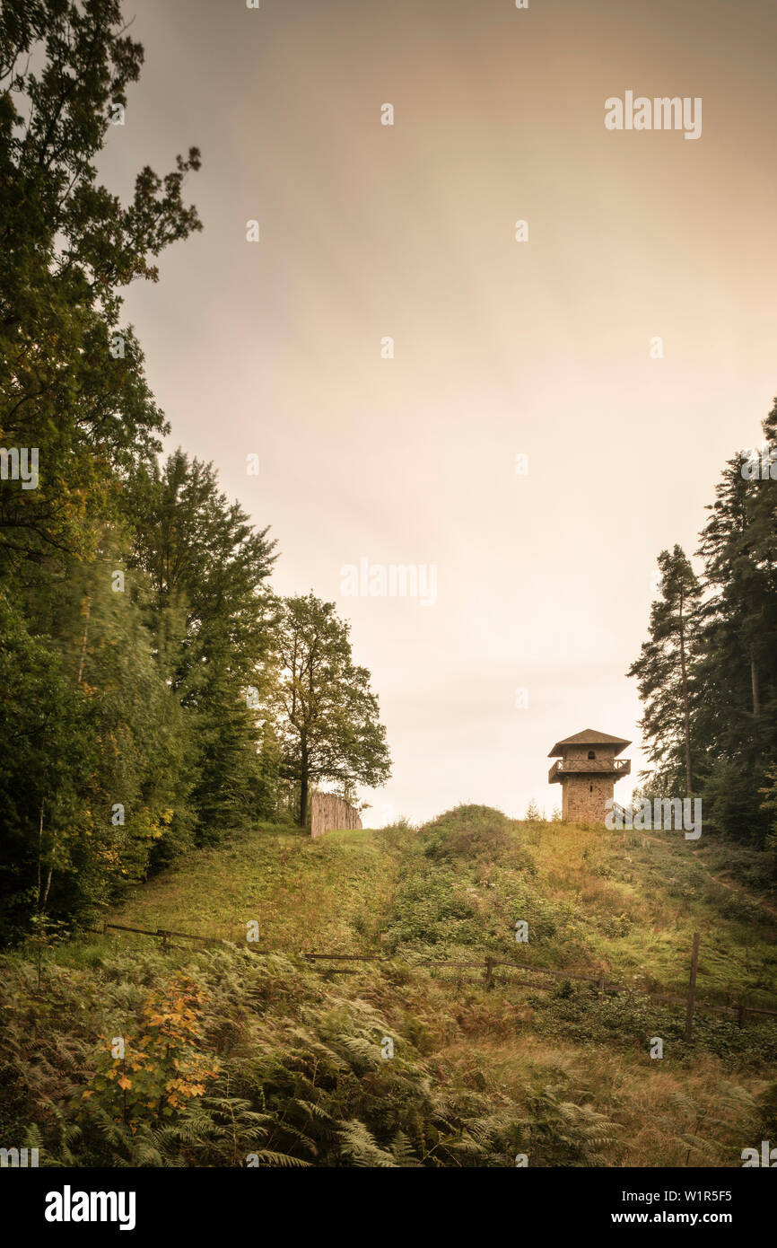 reconstruction of Roman watch tower with palisade, bank and ditch ...