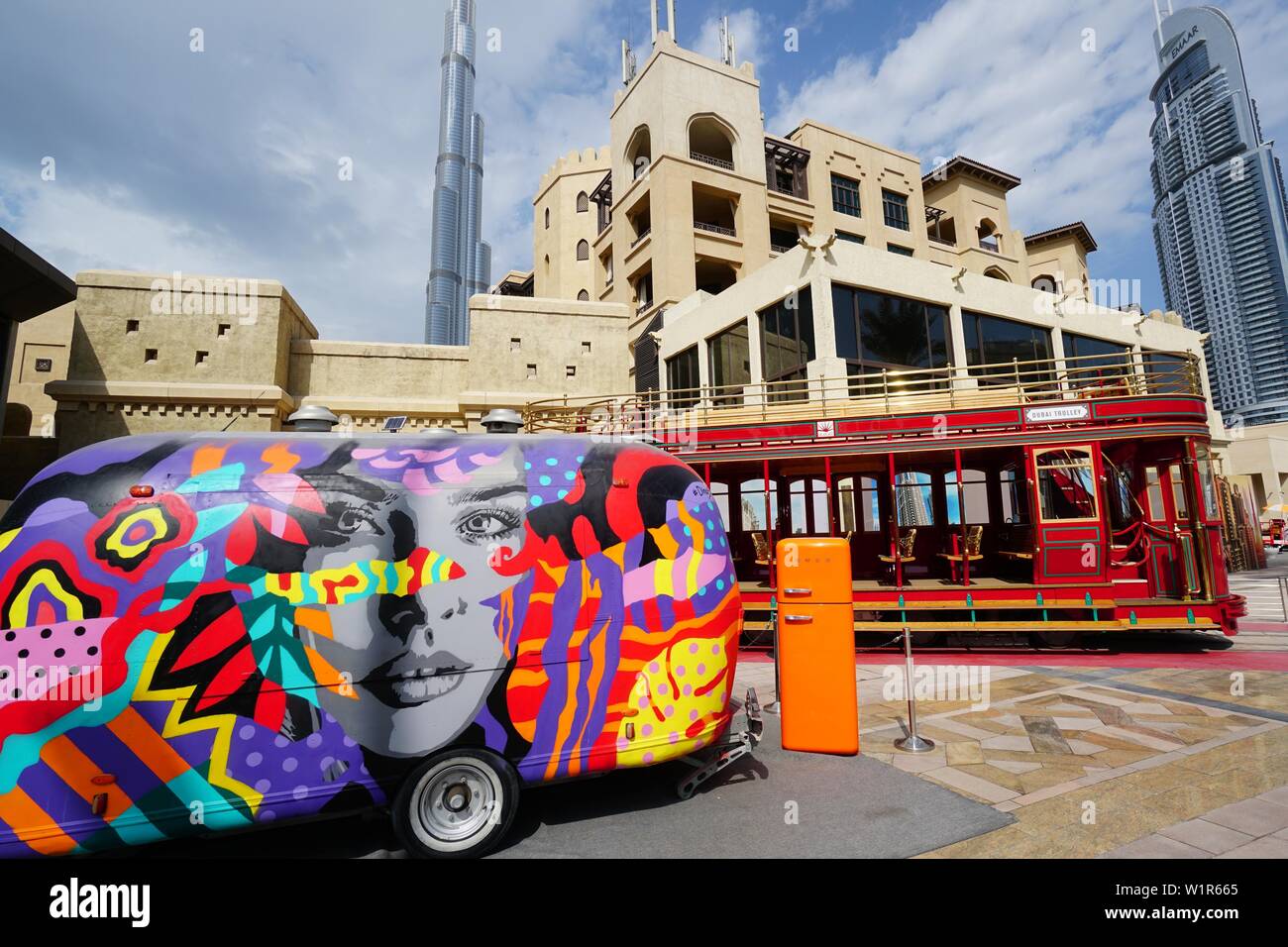 Trailer, Tram, Dubai Trolley, Burj Khalifa, Downtown, Dubai, UAE ...