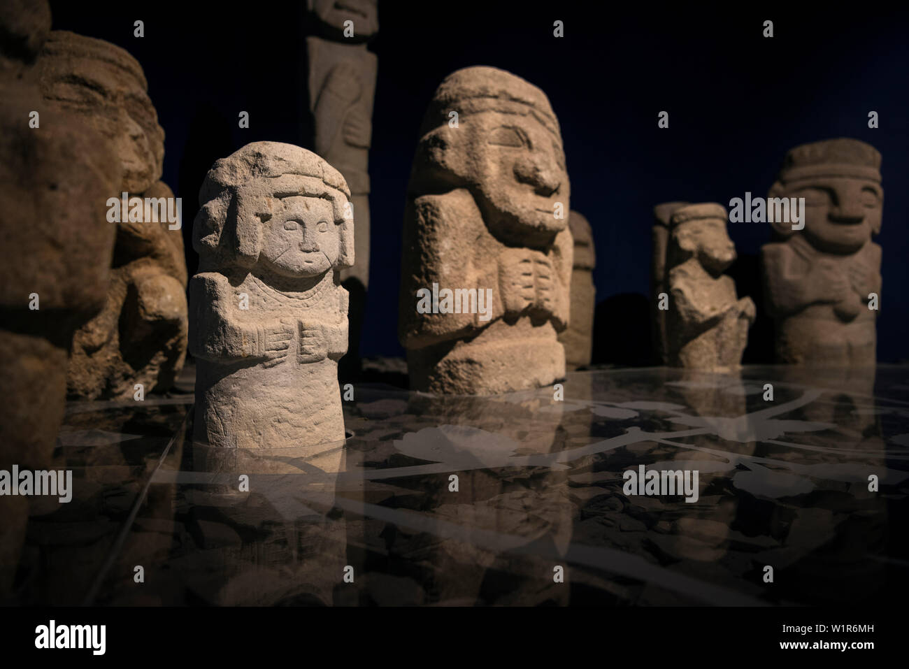 pre-Columbian stone sculptures displayed at the museum, San Agustin ...