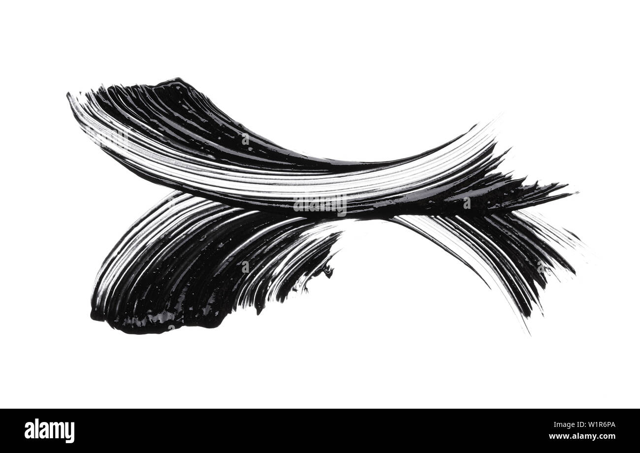 Texture of black mascara for eyelashes isolated on white background ...