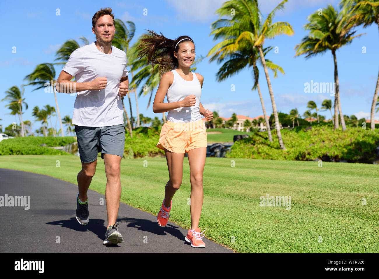 People Exercising Outside Running