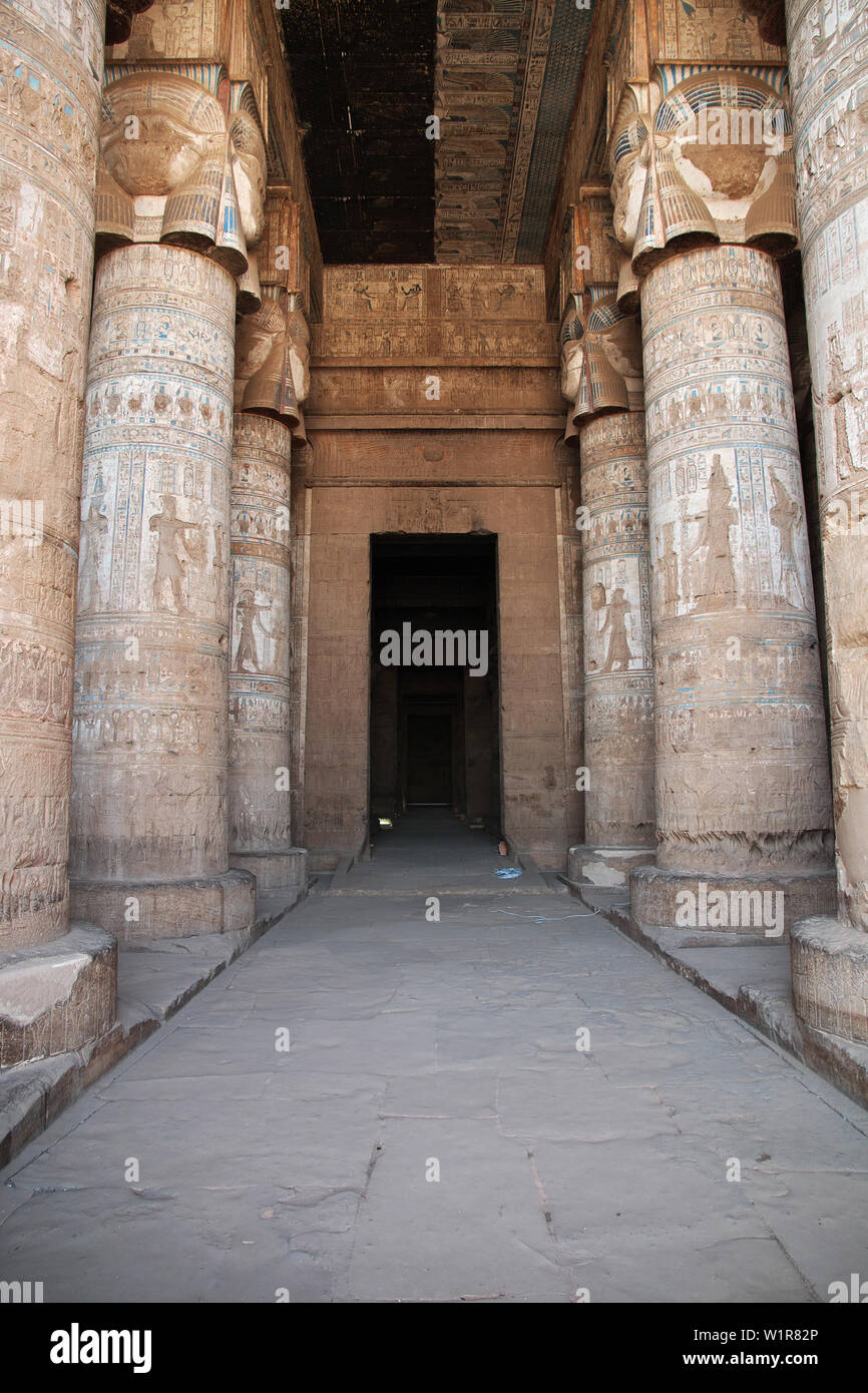 Ancient temple Hathor in Dendera, Egypt Stock Photo - Alamy