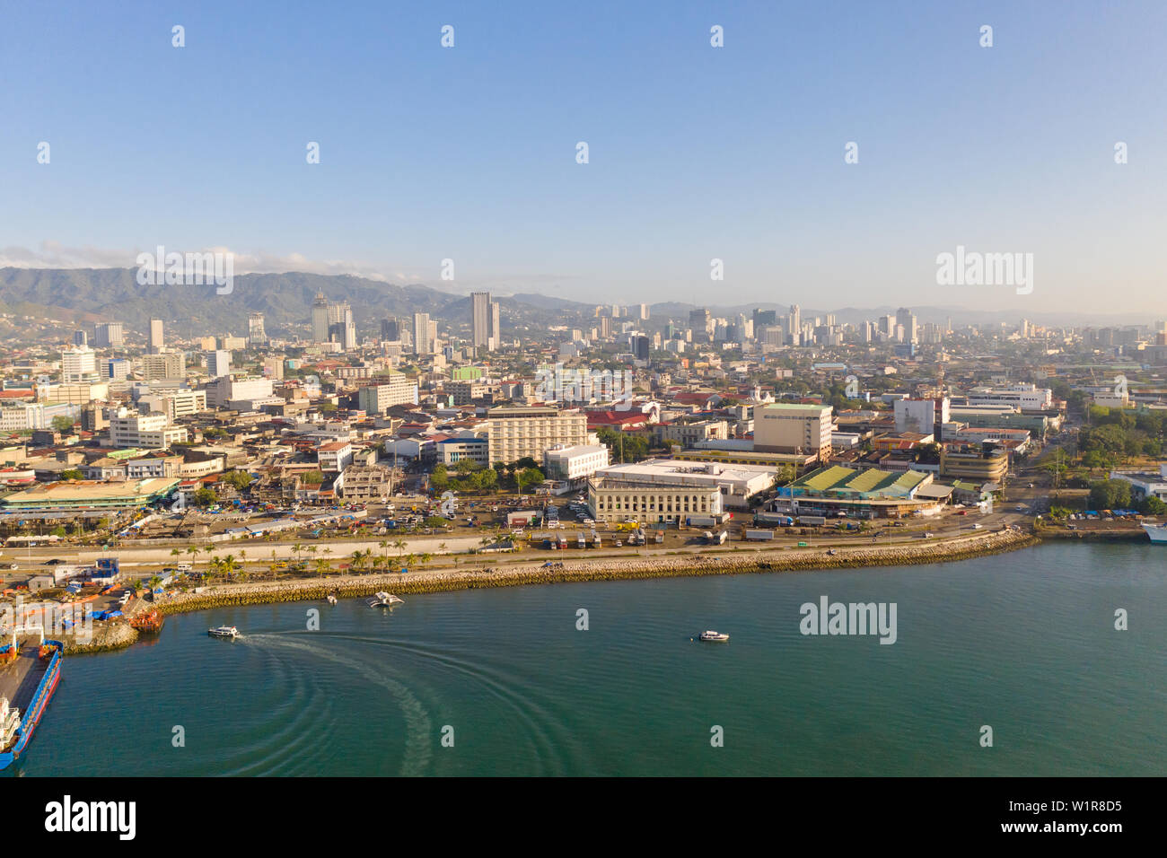 Cityscape in the morning. The streets and houses of the city of Cebu ...