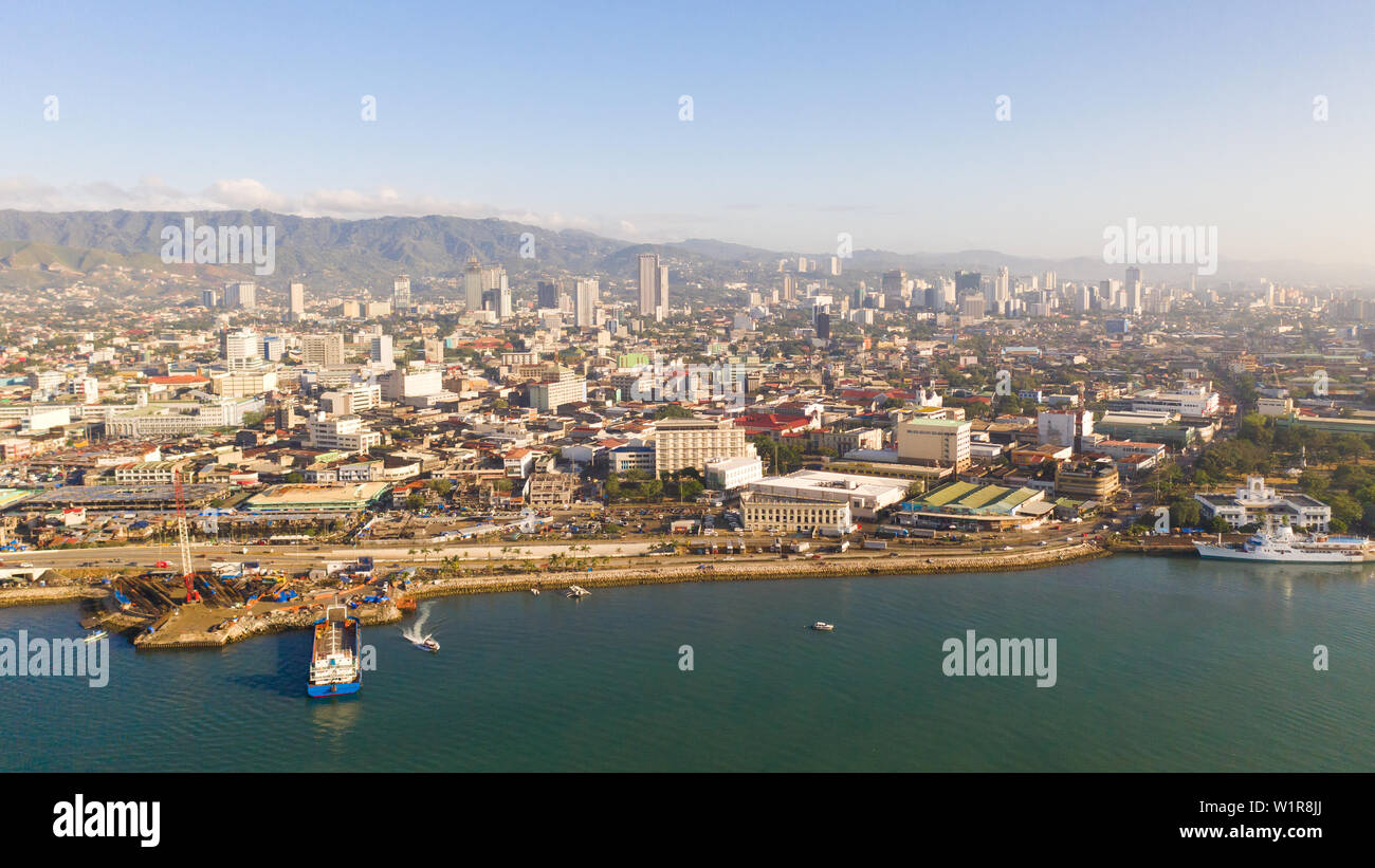 Cityscape in the morning. The streets and houses of the city of Cebu ...