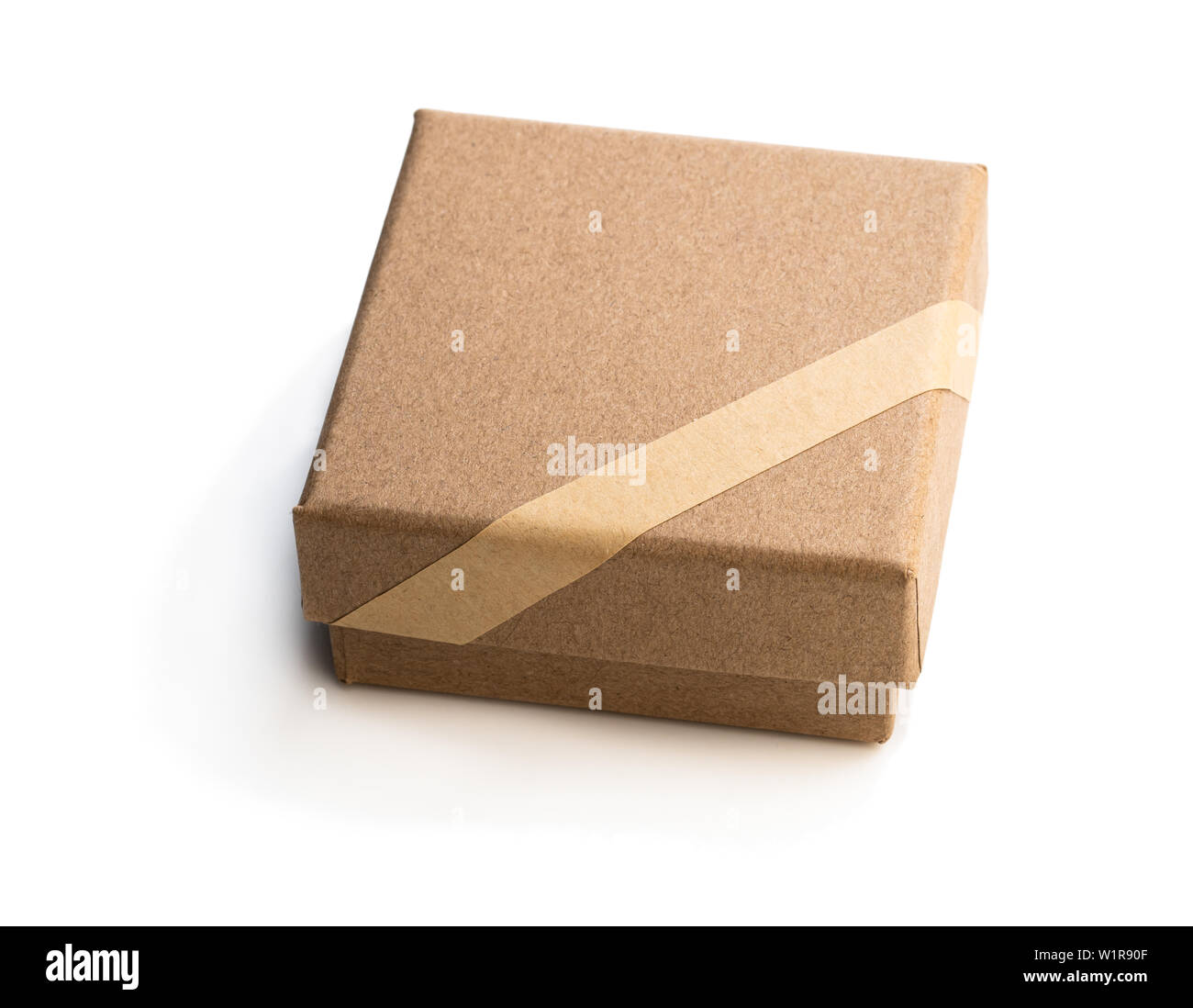 Homemade gift box made from brown paper isolated on white Stock Photo ...