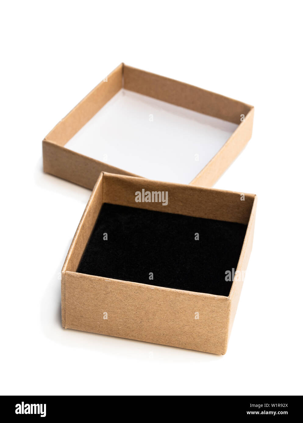 Homemade open empty gift box made from brown paper isolated on white ...