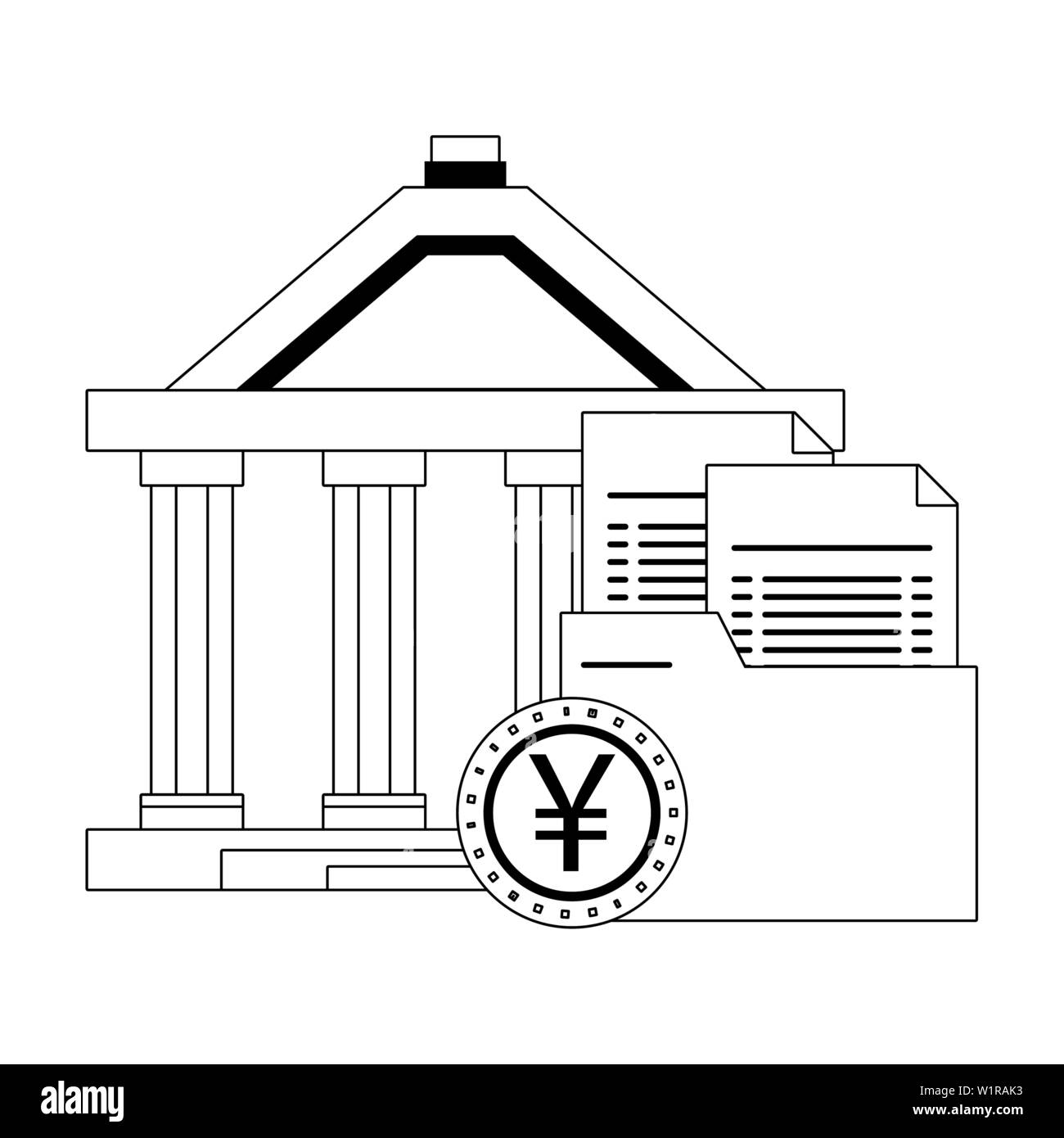 Bank building with folder and yen coin symbol Stock Vector Image & Art ...